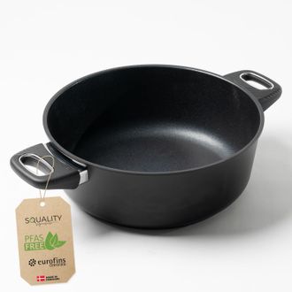Squality Premium Br&auml;ter Induktion 28cm PFAS frei | 4,5l Schmortopf | Antihaft beschichtete ofenfeste Pfanne aus D&auml;nemark | Bratpfanne | Schmorpfanne f&uuml;r gesund