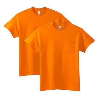 Gildan Lot de 2 t-Shirts en Coton Ultra avec Poche, Style G2300 Chemise, Orange de sécurité, XX-Large Mixte Adulte
