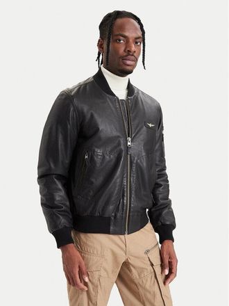 Aeronautica Aeronautica Militare Lederjacke 262PN0966UPL00328 Schwarz Regular Fit