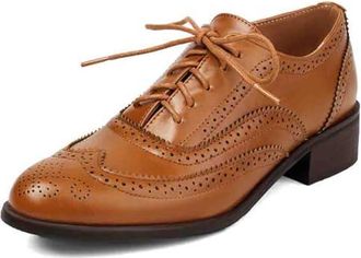 Generic Chaussures Oxford Wingtip pour Femmes Bicolores Brogues Talon Bas pour Affaires et Usage Quotidien Confortable Plusieurs Couleurs,Jaune,40 EU