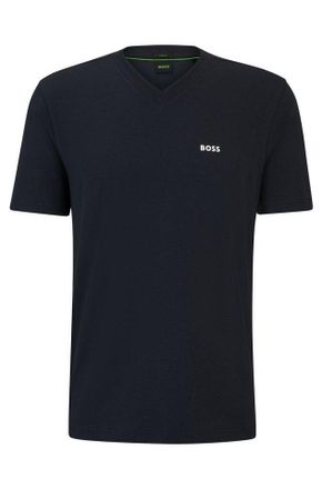 HUGO BOSS T-Shirt Tee V Regular Fit Stretch Jersey Cotton, Logo on Chest, V Ausschnitt