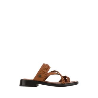 Burberry Caramelfarbene Leder-Zehentrenner-Slipper - - Shoes - Damen - Braun - 39 EU