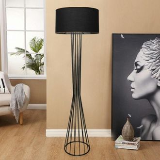 Pier Import Lampadaire salon moderne chic noir, abat-jour tissu SINOP