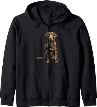 Whyitsme Design Braune, flach beschichtete Retriever-Hunde-Illustration Kapuzenjacke