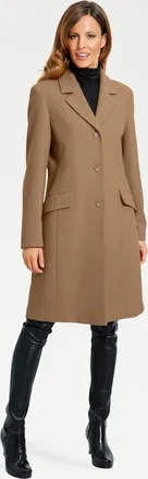 Heine Kurzmantel HEINE, Damen, Gr. 36, braun (camel), 80% Wolle, 20% Polyamid, unifarben, unifarben mit Farbeinsatz, unifarben mit Farbeins&auml;tzen, M&auml;ntel Kur