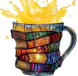 Generico Painted Book Mug - Novelty Book-Stack | handbemalte Kaffeetassen | Bunte Harz-Books Stack Coffee Cup | Kollektion f&uuml;r Literaturen, B&uuml;cher und B&uuml;cher