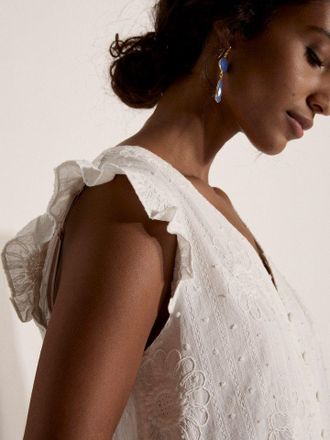 Apricot Blusentop Gebl&uuml;mte Bluse mit Stickerei