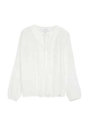 Comma Langarmbluse Bluse Strukturierte Lyocell-Bluse mit Pointelle-Details