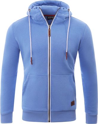 Reslad Sweatjacke Herren Kapuzenpullover | Hoodie M&auml;nner Zipper Pullover mit Kapuze Bequeme Baumwolle RS-1006 Hellblau 2XL