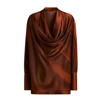 Kiton Chemise en soie imprim&eacute;e - Femme - Blouses et Chemises - Brun - Taille: 42 FR