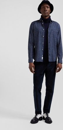 Eden Park Chemise En Coton Bleu Fonc&eacute; Microimprim&eacute; Fleurs Coupe Slim