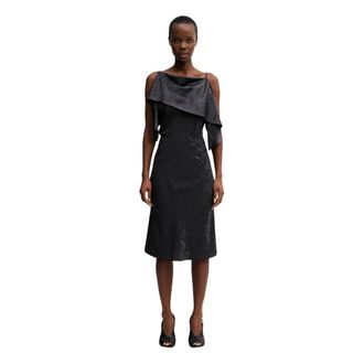 Maison Margiela Gefaltetes Jacquard-Slipdress - - Dresses - Damen - Schwarzk - S