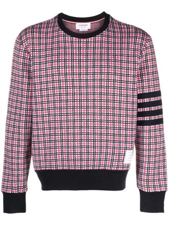 Thom Browne Sweatshirt aus Karo-Jacquard - Weiß
