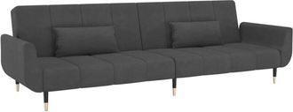 vidaXL Schlafsofa 2-Sitzer mit 2 Kissen Dunkelgrau Samt vidaXL