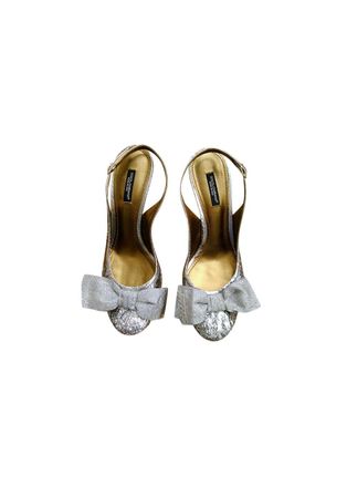 Dolce & Gabbana Silver lurex slingback heeled pumps Size 38