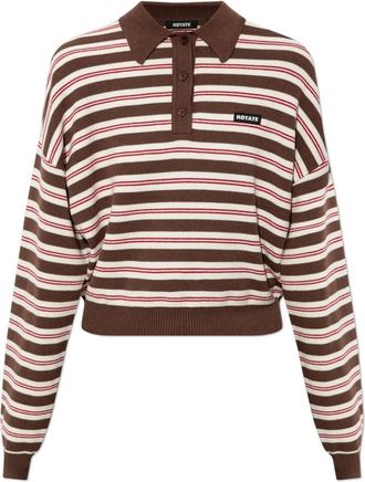 Rotate Gestreiftes Poloshirt - - Tops - Damen - Braun - S