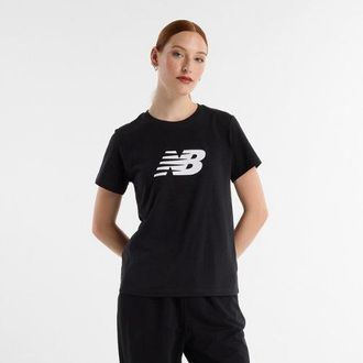 New Balance Damen Sport Jersey Logo T-Shirt in Schwarz, Baumwolljersey, Gr&ouml;&szlig;e M