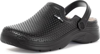 Eagsouni Clogs Hausschuhe Gef&uuml;ttert Herren Damen Winter Gartenschuhe Wasserdicht Gartenclogs Warme Pantoletten rutschfeste, Schwarz, 47 EU