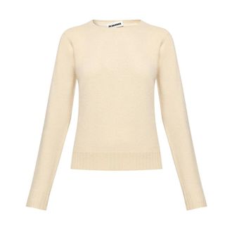 Jil Sander Pull en laine &agrave; col rond - Femme - Pulls - Beige - Taille: 40 FR