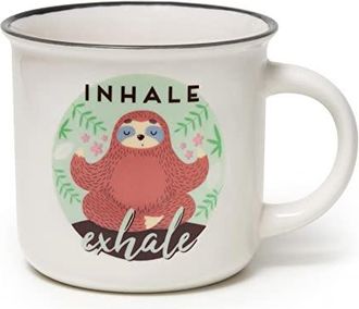 Legami Legami - Cappuccinotasse, Tasse aus New Bone China Porzellan, Motiv Sloth, Take a Break Kollektion, Fassungsvermögen 350 ml, spülmaschinenfest, mikrow