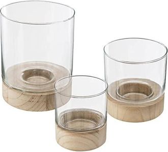 Atmosphera Atmosphera - Set de 3 photophores Et&eacute; - Verre et Bois