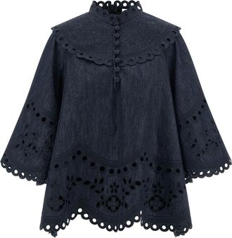 Zimmermann Femme, Blouses et Chemises, Bleu, Taille: 36 FR Chemisier en denim Mahon