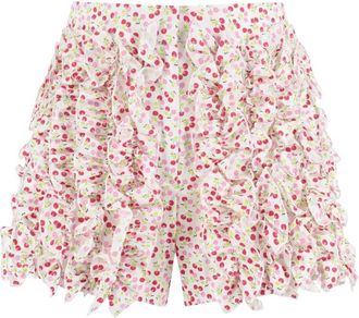 Msgm Msgm, Femme, Shorts, Multicolore, Taille: 34 FR Ruffled Cherry Print Shorts
