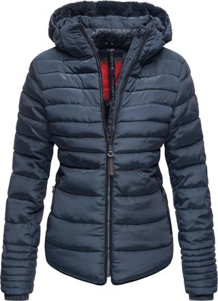 Marikoo Damen Winter Jacke Steppjacke Stehkragen Teddyfell warm gef&uuml;ttert B354 [B354-Amber-Blau-Gr.XXL]