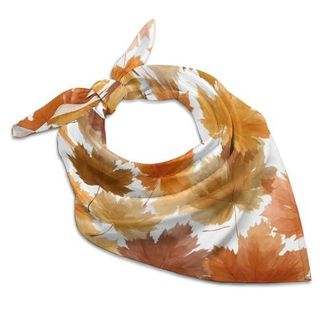 Generic Écharpe carrée en soie jaune avec feuilles dérable - Écharpe légère pour cheveux - Respirant - Cadeau pour homme et femme, multicolore, 60x60cm