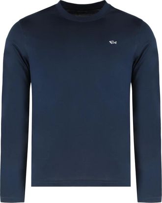 Paul & Shark Homme, Tops, Bleu, Taille: L T-shirt col rond en coton avec logo