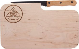 Ffelsenfest Brotzeitbrett mit Zunft Zeichen I Geschenk f&uuml;r Maurer I 25,5x14,5x1,3cm