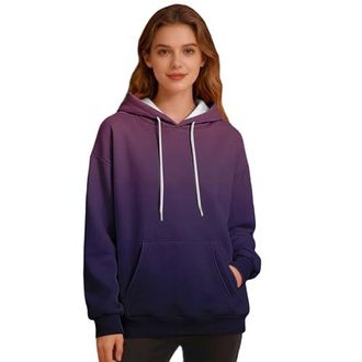 Generic Pull &agrave; capuche tendance d&eacute;grad&eacute; pour femme, manches longues, pull &agrave; capuche surdimensionn&eacute; confortable pour les loisirs, coupe ample, sweatshirts avec