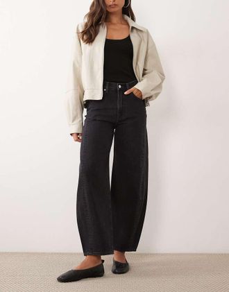 Arket Cedar jean baggy taille haute noir d&eacute;lav&eacute;