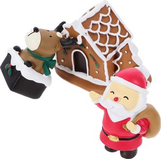 PartyKindom 3 Stück Teiliges Miniatur Weihnachtsdekor aus Resin mit Weihnachtsmann Rentier und Haus Kreative Miniaturfiguren für Tisch und Wohnungsdekoration Leic