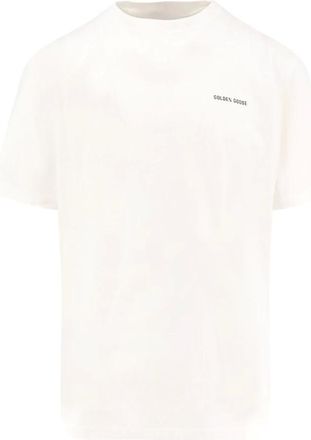 Golden Goose Homme, Tops, Blanc, Taille: L T-shirt &agrave; Logo Col Rond et Manches Courtes