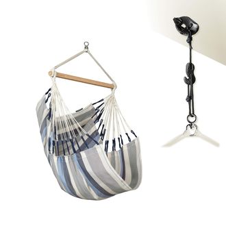la siesta Domingo H&auml;ngesessel Basic Size + Befestigungsset- Wetterbest&auml;ndiger mit Bambus-Holz, 360&deg; Drehbarkeit, Gro&szlig;z&uuml;gigen Ma&szlig;en - Komfortables Highlight f&uuml;r 