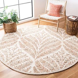 Safavieh Modern Teppich für Wohnzimmer, Esszimmer, Schlafzimmer - Capri Collection, Kurzer Flor, Beige und Elfenbein, 152 X 152 cm