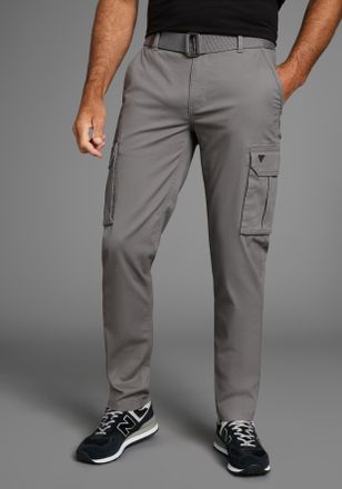 H.I.S Cargohose H.I.S, Herren, Gr. 30, N-Gr, grau (dunkel grau), Web, Obermaterial: 98% Baumwolle, 2% Elasthan, unifarben, regular fit lang, Hosen Cargohose
