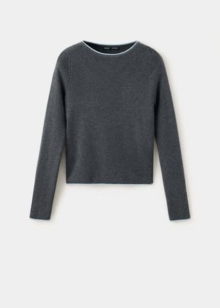 Mango Pull en maille liser&eacute; contrastant gris - Femme - XXS - MANGO