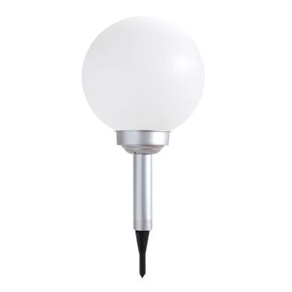 ETC Shop Solarlampen f&uuml;r Au&szlig;en Kugel Balkonleuchte D 15 cm Erdspie&szlig; Kugelleuchte Solar LED Solarkugel f&uuml;r den Garten, wei&szlig; silber, LED warmwei&szlig;, DxH 15x42,5 cm