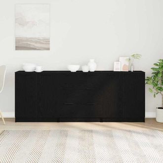 vidaXL Vidaxl - Buffet Ch&ecirc;ne noir 180 x 30 x 70 cm Bois ding&eacute;nierie