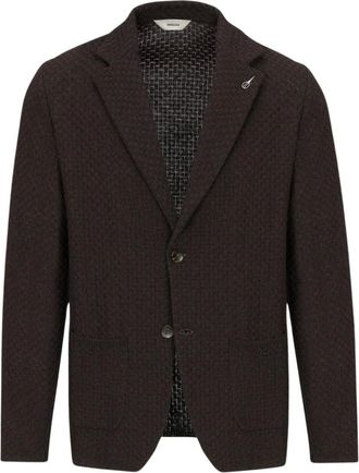 Paoloni Homme, Vestes, Brun, Taille: XL Giacca monopetto lavorazione waffle
