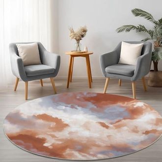 Generic Kaki Tapis Rond Abstrait - 180 cm Lavable Doux et antid&eacute;rapant Tapis, Aquarelle Blocs De Couleur Impression pour Chambre &agrave; Coucher Salon Vestibule ent