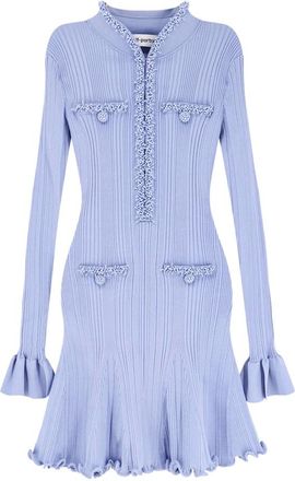 Self Portrait Femme, Robes, Bleu, Taille: 38 FR Knitted Dress