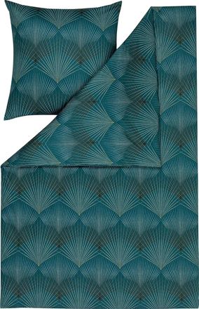 ESTELLA Mako Jersey Bettw&auml;sche 135x200 Asra Strahlen F&auml;cher blautanne 6934-581