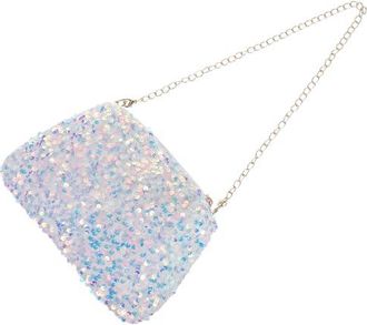Valiclud YARNOW Pochette &agrave; Paillettes Blanche Mini Paquet &agrave; Main Femme Bandouli&egrave;re Cha&icirc;ne Dor&eacute;e R&eacute;glable Format Compact pour Soir&eacute;e Mariage Cocktail Bal Paquet