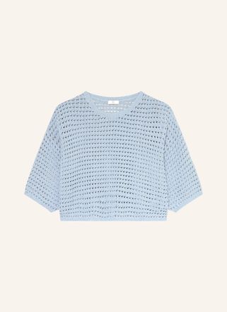 Riani Riani Cropped-Strickshirt Mit 3/4-Arm Und Glitzergarn blau