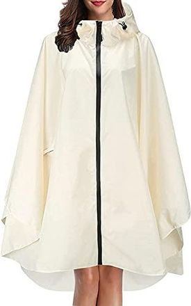 Minetom Veste de Pluie Poncho pour Femme Homme Imperméable Léger Réutilisable Randonnée Camping Moto Vélo Manteau de Pluie Veste avec Capuche C Beige Taille U