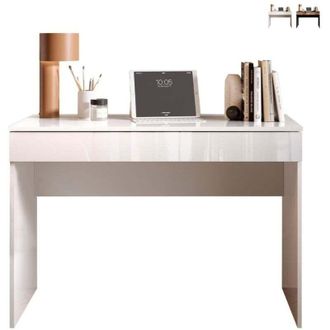 Lux Bureau moderne gain de place avec tiroir 110x50x76cm Liam - Blanc