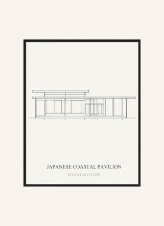 Liv Corday Wandbild Japanischer K&uuml;stenpavillon Mit Rahmen schwarz